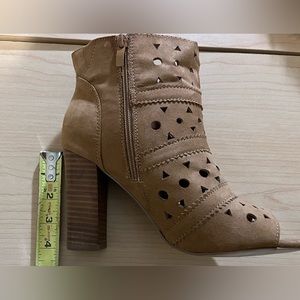 torrid | Shoes | Torrid Cutout Peep Toe Heel Booties Wide Width Brown ...